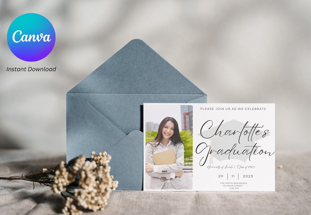 DIGITAL GRADUATION TEMPLATE Instant Download Personalize Custom Text ...