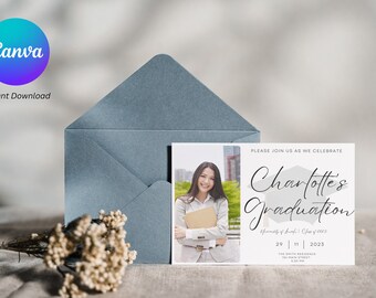 Customizable Graduation Invitation Template Canva Editable high School ...
