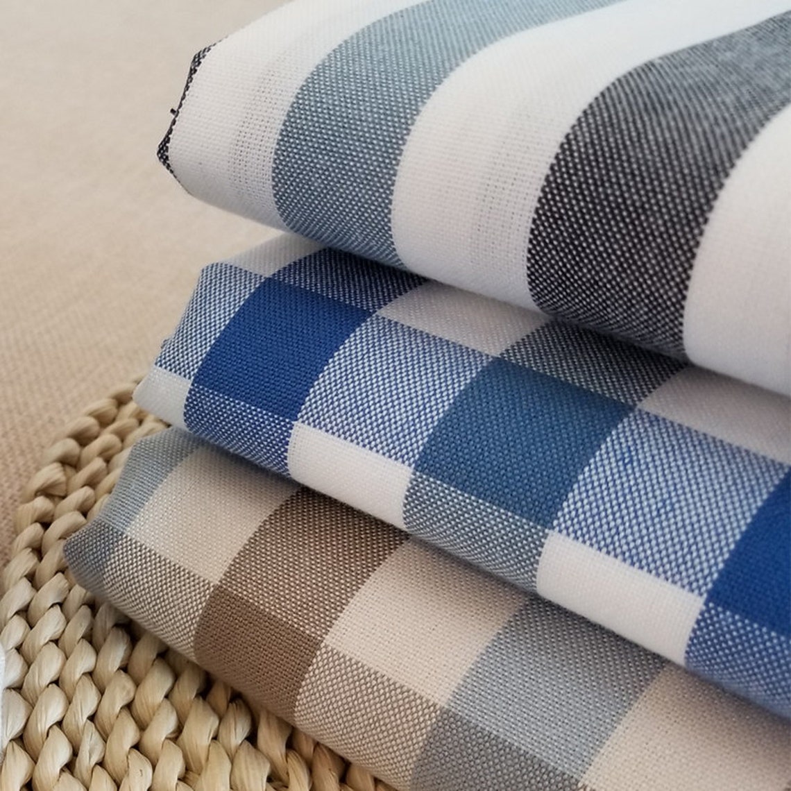 Double-sided Thick Fabric Plaid Cotton and Linen Fabric - Etsy