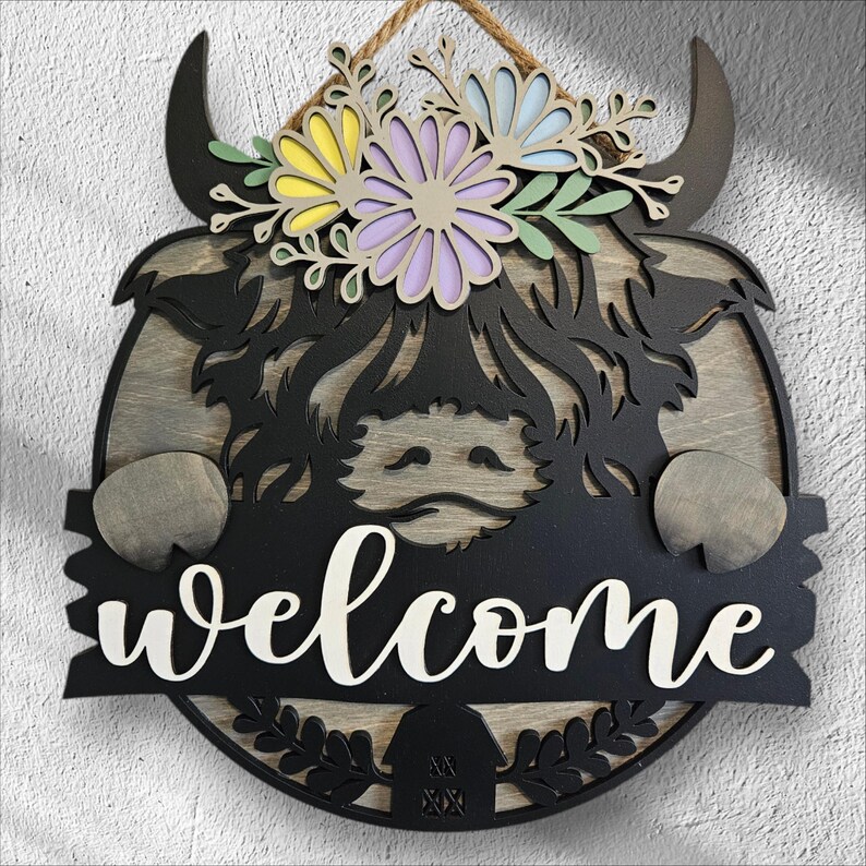 Highland Cow Welcome Sign - Etsy