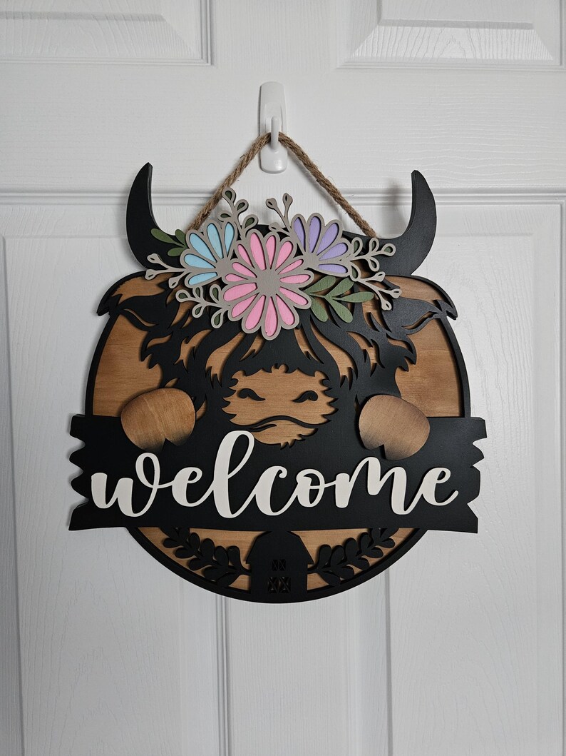 Highland Cow Welcome Sign - Etsy