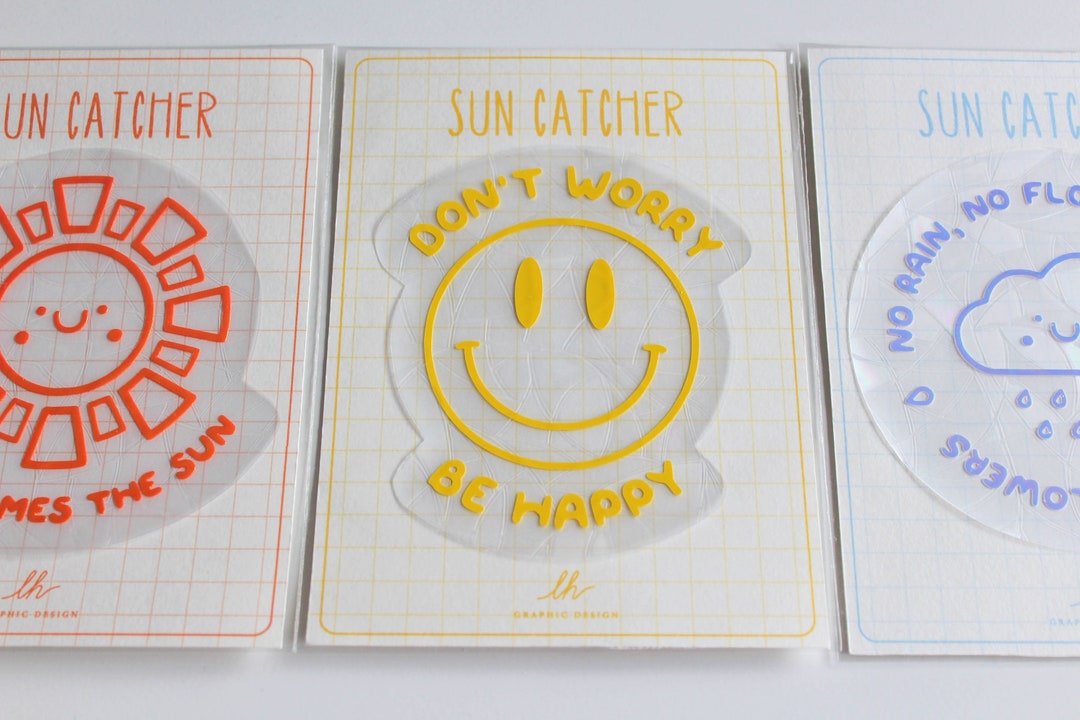 Smiley Face Sun Catcher Window Sticker Yellow Vinyl - Etsy