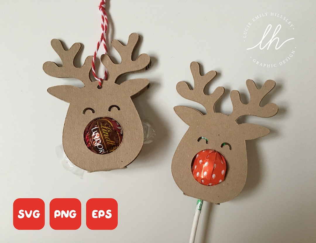 Reindeer Lollipop Holder, Christmas Chocolate Holder Svg, Reindeer ...