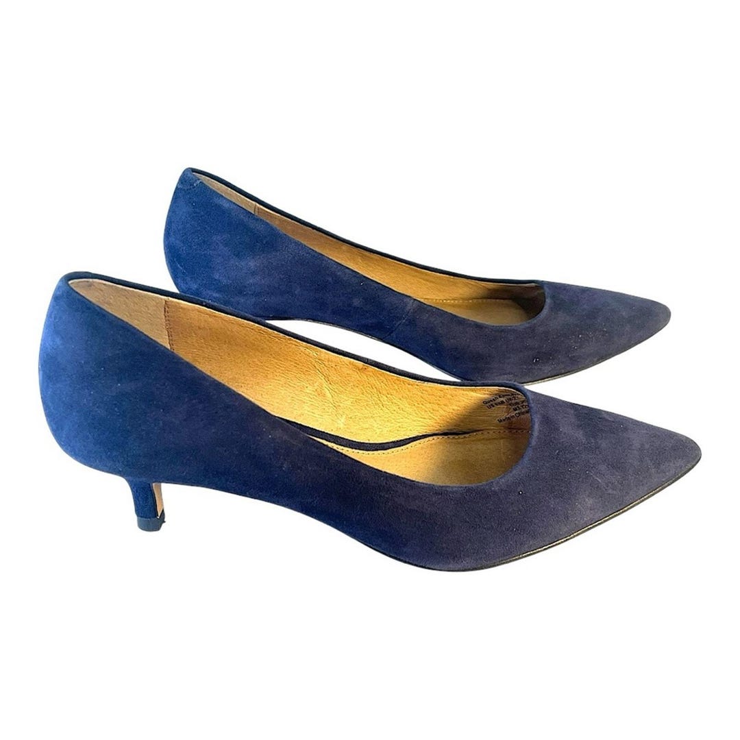 206 COLLECTIVE Navy Blue Suede Kitten Heels 5.5 - Etsy