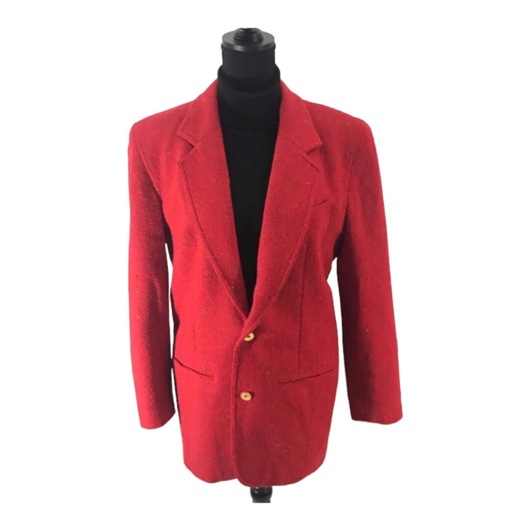 Red Longer Blazer With Multicolor Flecks and Shoulder Pad/size 10 LIZ ...