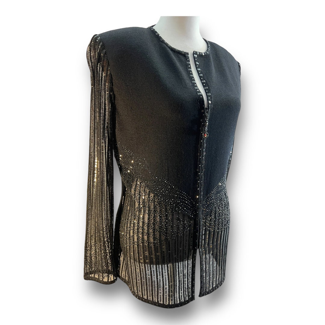 ST JOHN Couture by Marie Gray Black Evening Beaded Top - Etsy