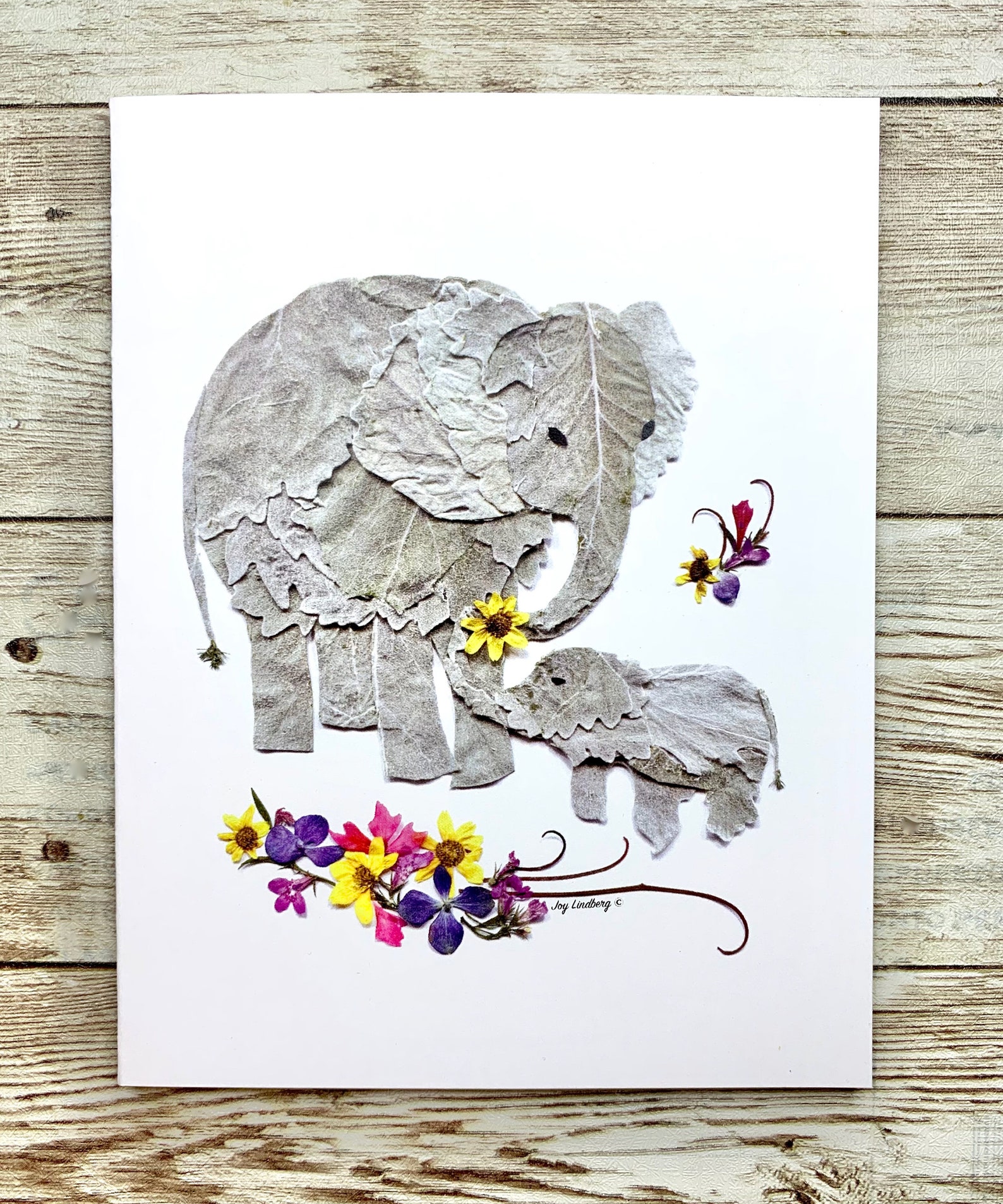 Mama Elephant Mother's Day Card Pressed Flower Art - Etsy