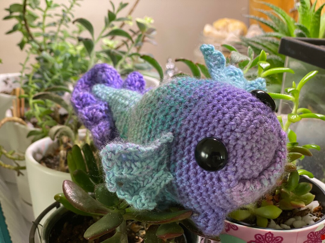 Flip - Medium Purple Variegated Plush Axolotl Tadpole Sculpture ...