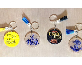Navy Mom Keychain - Etsy