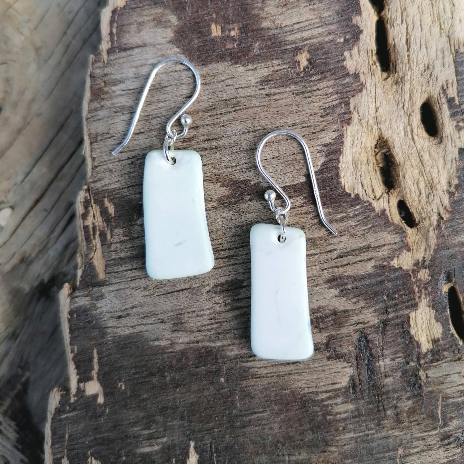 Hand Printed Sea Pottery Sterling Silver Drop Earrings, Ammonite ...