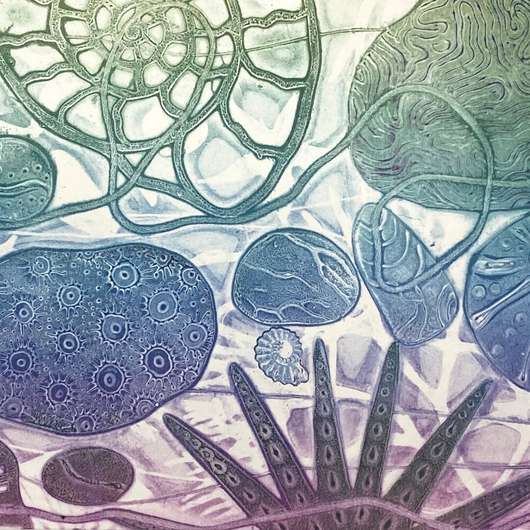 Hand Printed Monotype Seascape, Coastal Art Original, Ready to Frame ...