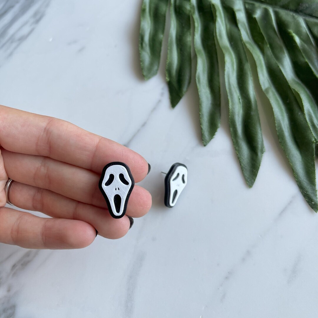 Scream Stud Earrings - Ghostface Inspired, 3D Printed Horror Jewelry - Etsy