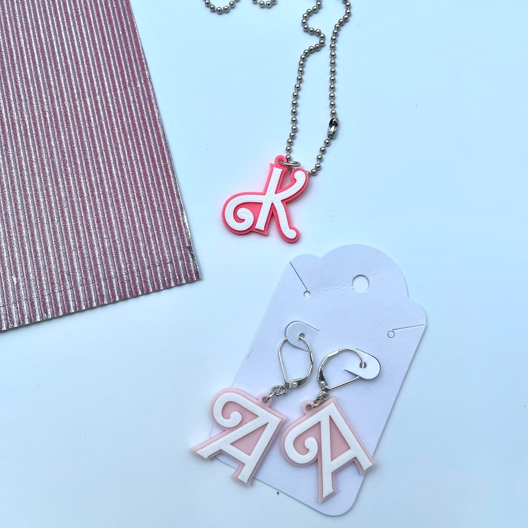 Ken Letter Necklace | Pink and White Malibu Doll Initials | Ken Doll ...