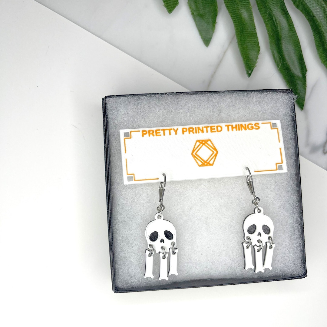 Mini Skull Dangle Earrings - 3D Printed Skull Jewelry With Dangling ...