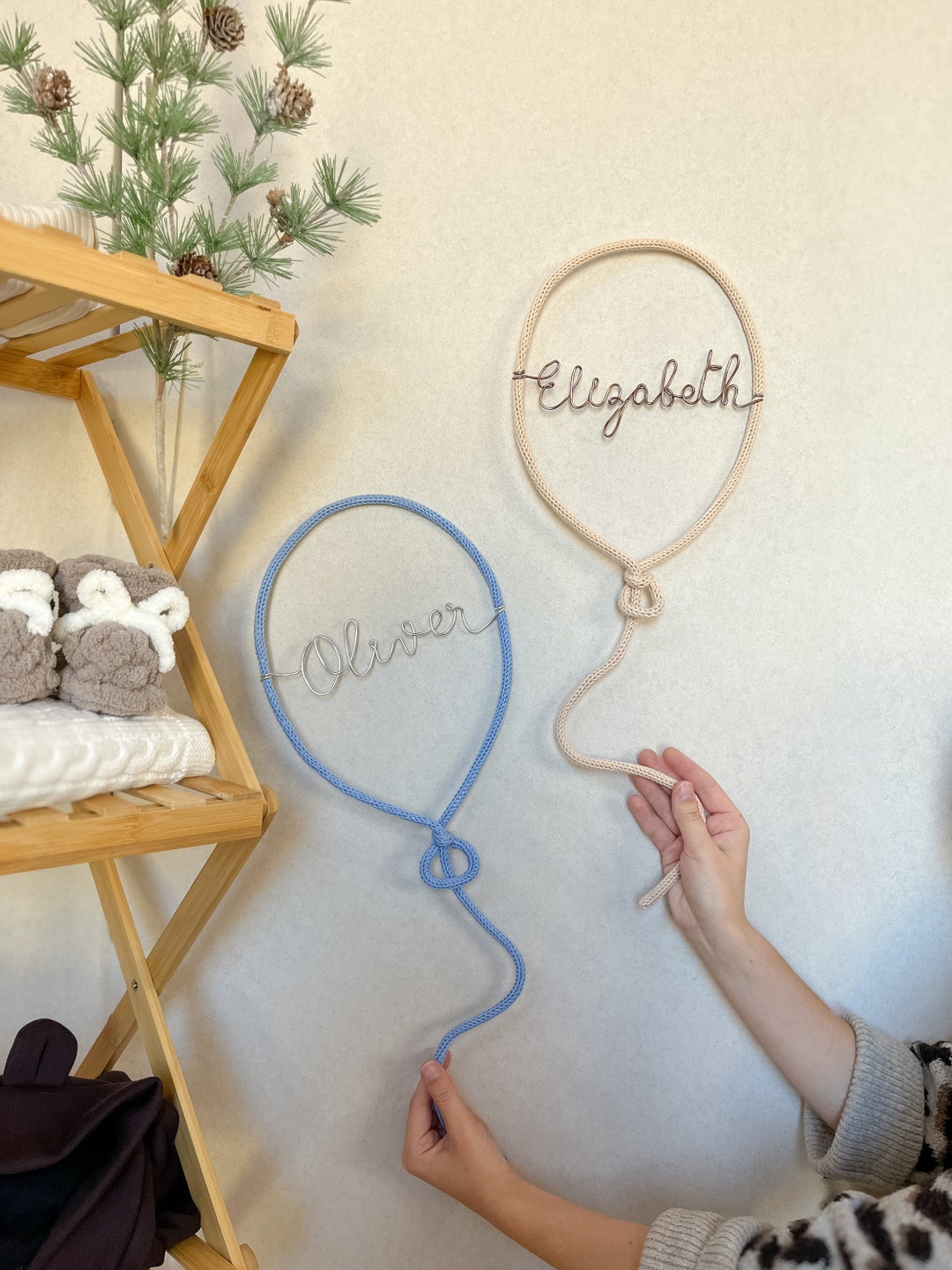 Custom Name Knitted Rope Wire Balloon: Rustic Baby Shower Decor - Etsy