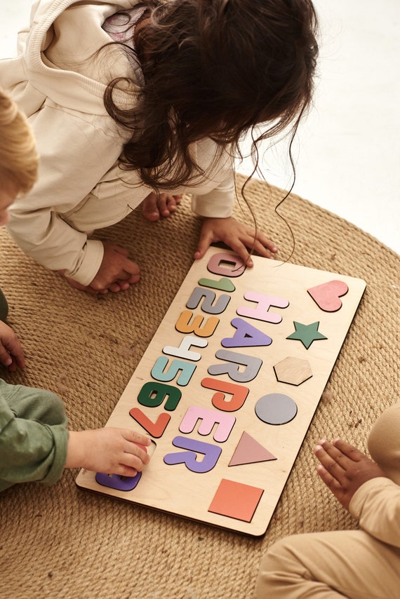 Busy Board Personalized Name Wooden Sign Newborn Puzzle With - Etsy