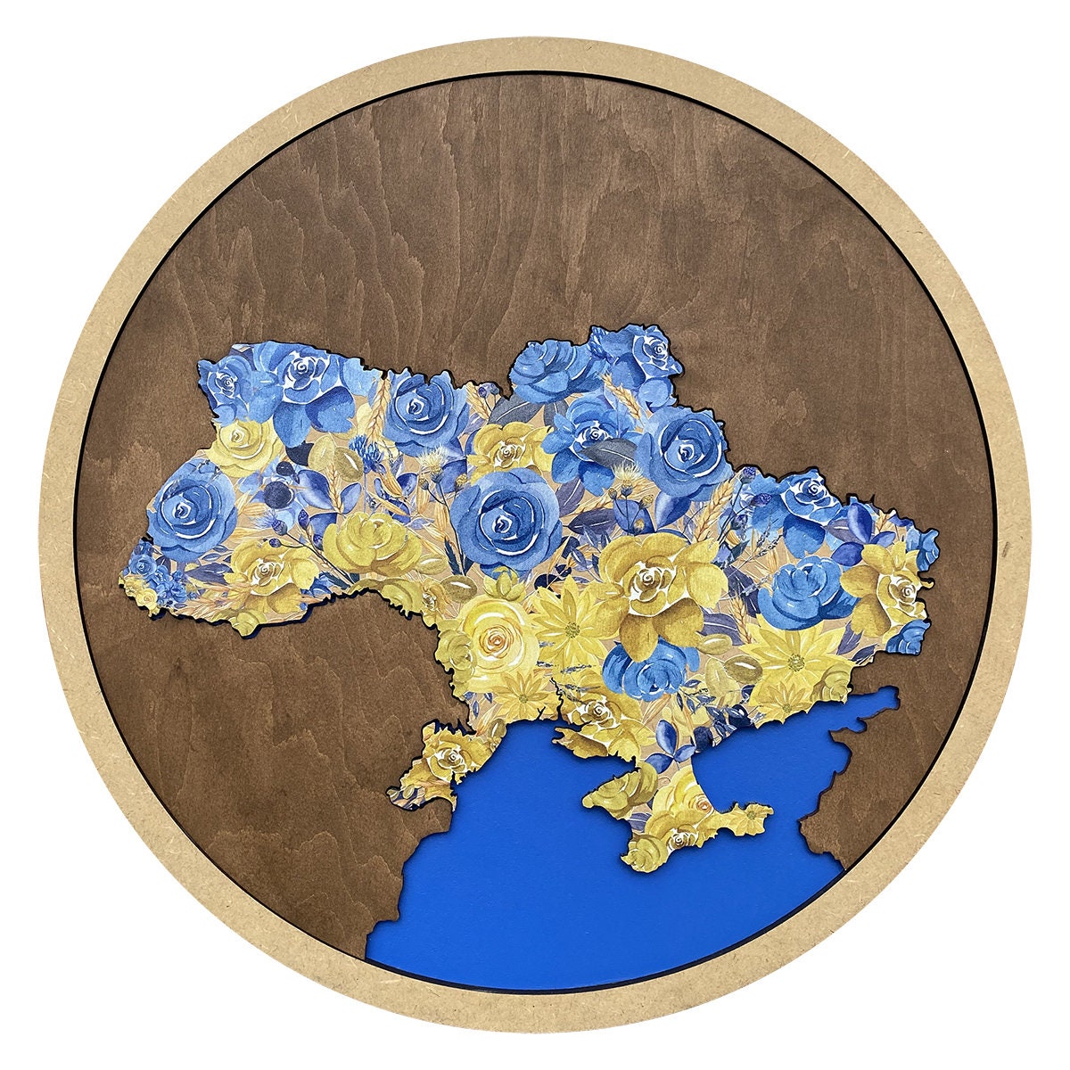 Ukraine Wooden Map With Floral Design Bedroom Wall Decor - Etsy