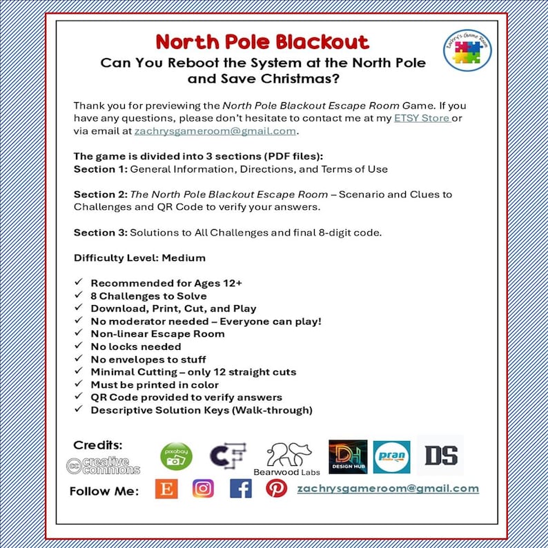 North Pole Blackout – Christmas Escape Room Game | Printable Holiday ...