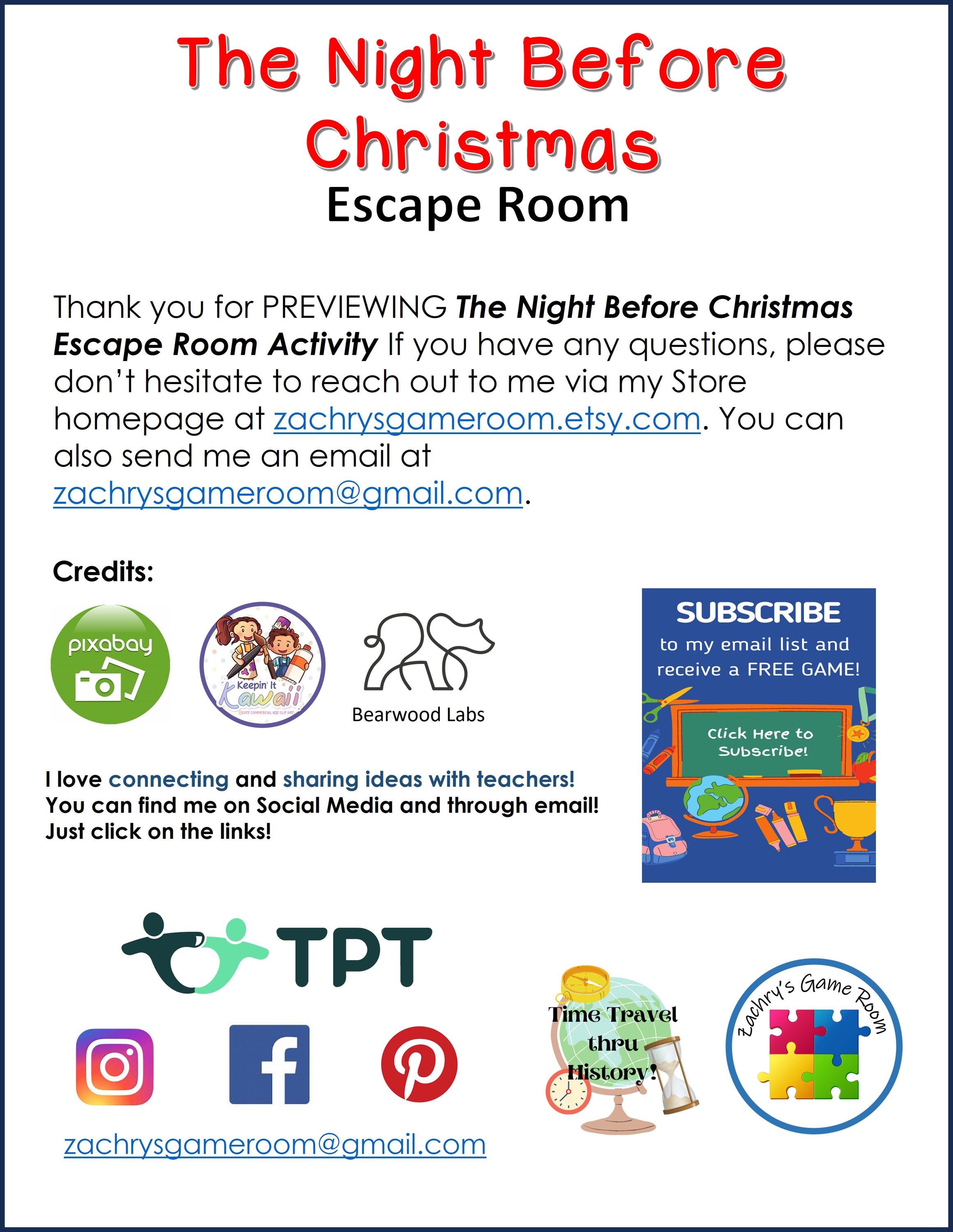 Christmas Escape Room: Family Holiday Party Game (printable) - Etsy