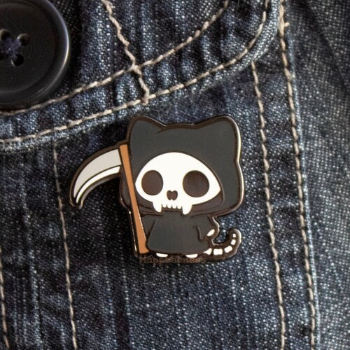Cat Grim Reaper Enamel Pin Grim Reaper Holding Scythe Cat - Etsy
