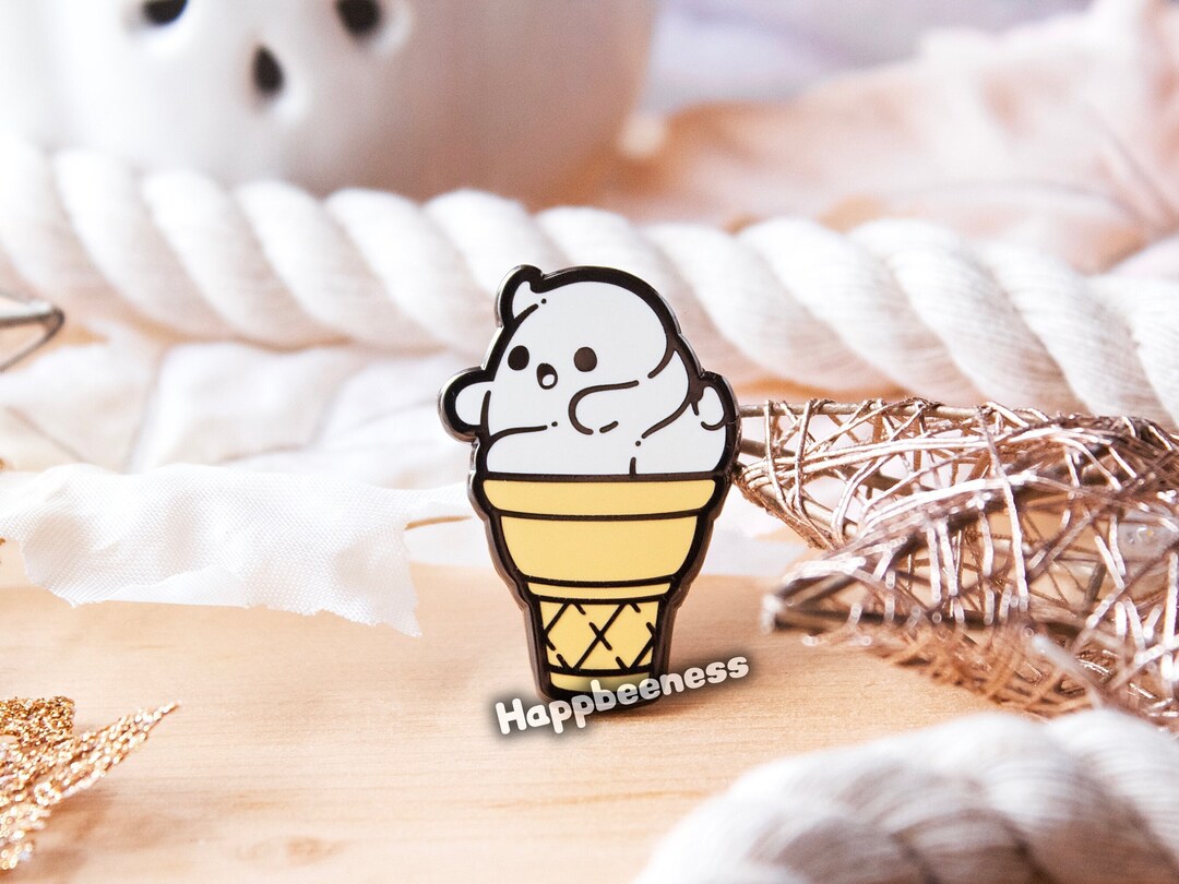 Ghost Ice Cream Cone Enamel Pin - Etsy