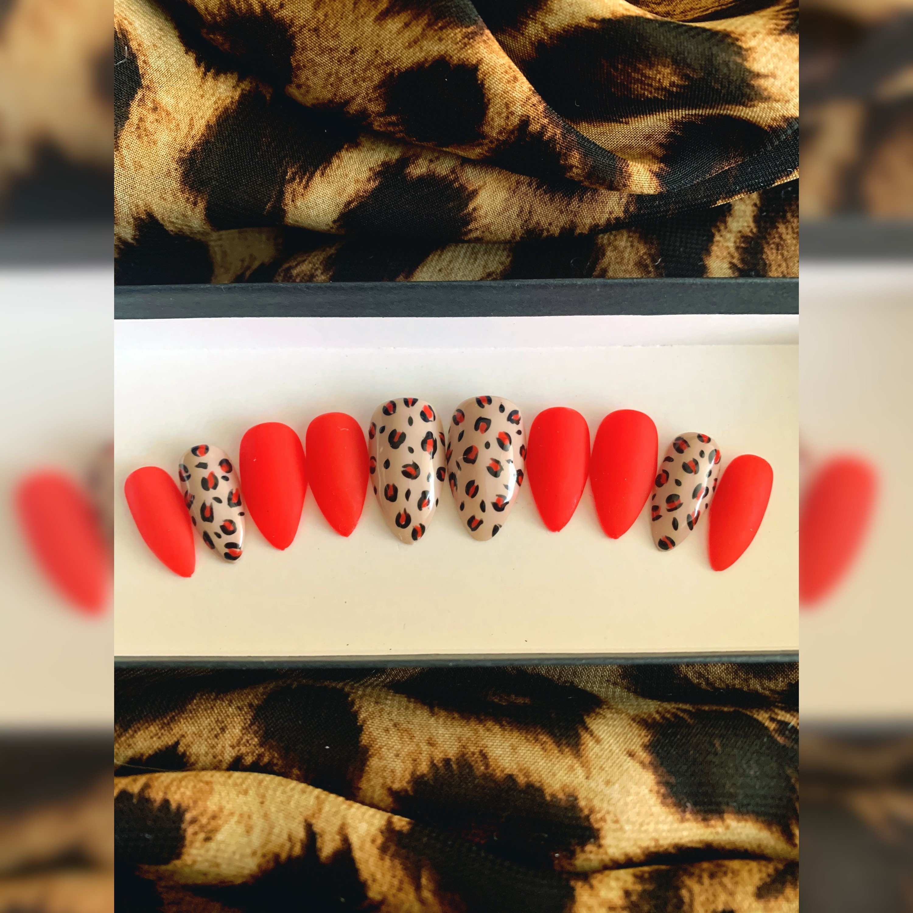 SLAY WILD Red Matte and Leopard Print Hand-painted Gel - Etsy