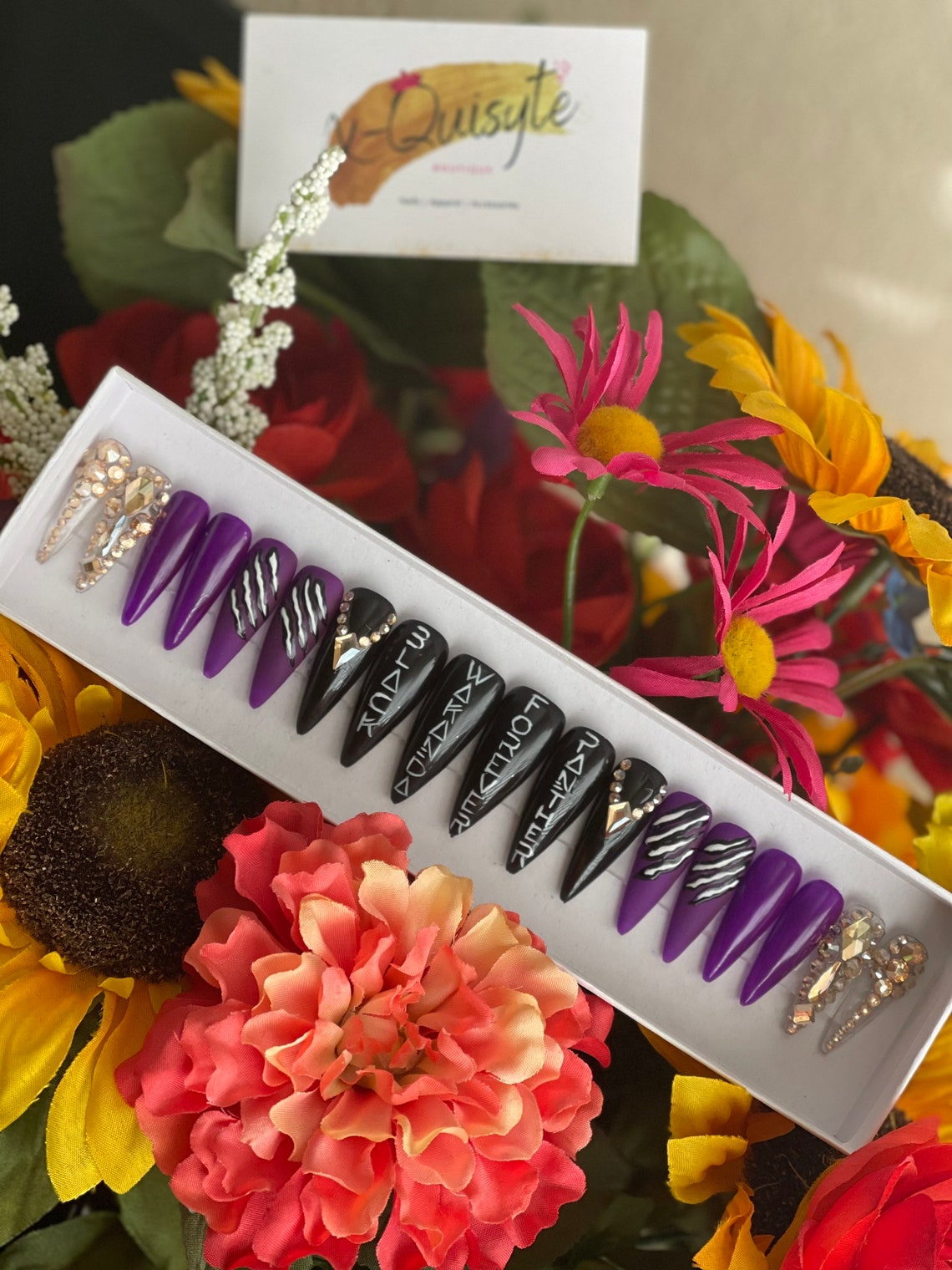 WAKANDA Full Set Purple and Black Rhinestones Hand - Etsy