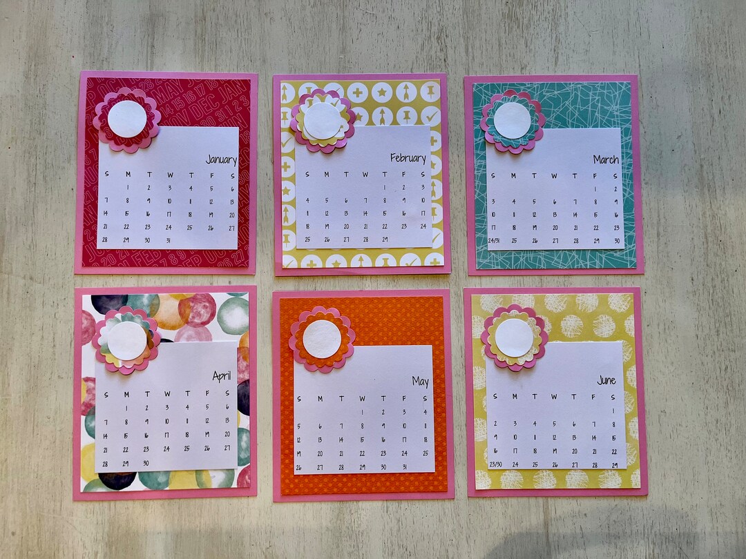 Bright Calendar 2024, Desk Calendar, Handmade, Scrapbook, Scrapbook ...