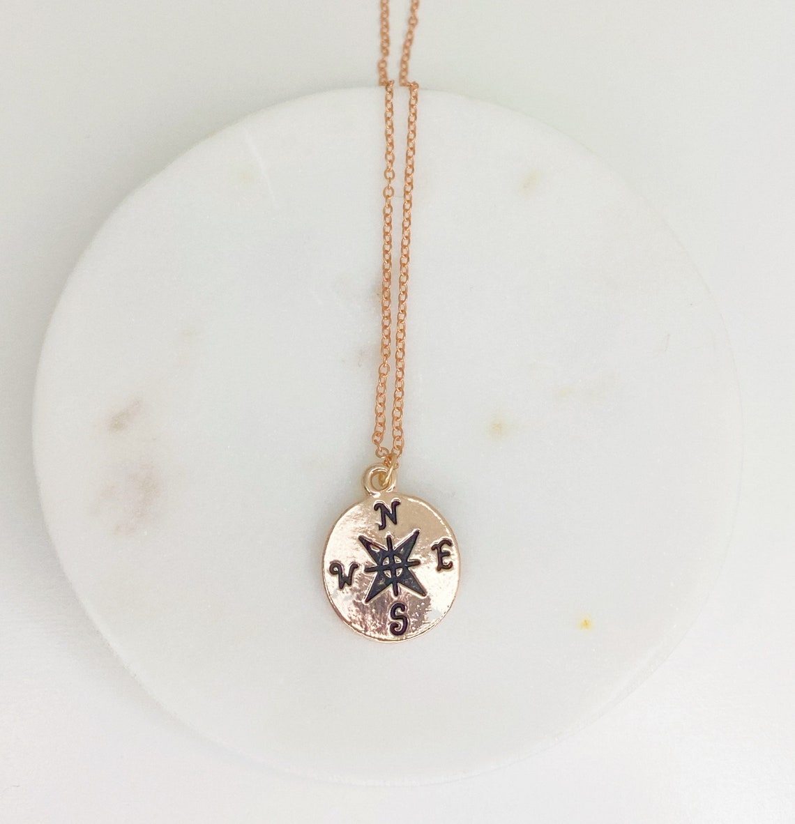 Compass Necklace Rose Gold Compass Rose Gold Jewellery | Etsy