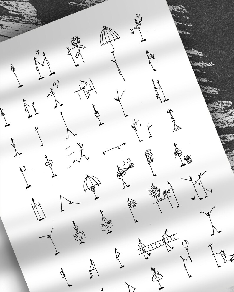 Tiny Stick Figure Crowd - Printable Black and White Poster - Etsy
