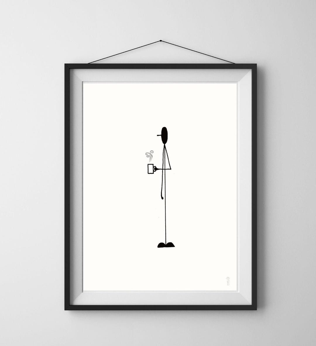 Stick Figure Drinking Coffee - Printable Wall Art - Kitchen Wall Decor ...