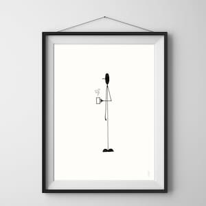 Stick Figure Drinking Coffee - Printable Wall Art - Kitchen Wall Decor ...