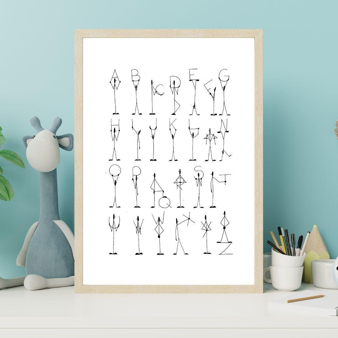 Stick Figure Alphabet Poster - Nursery Wall Art - Digital Download - Etsy