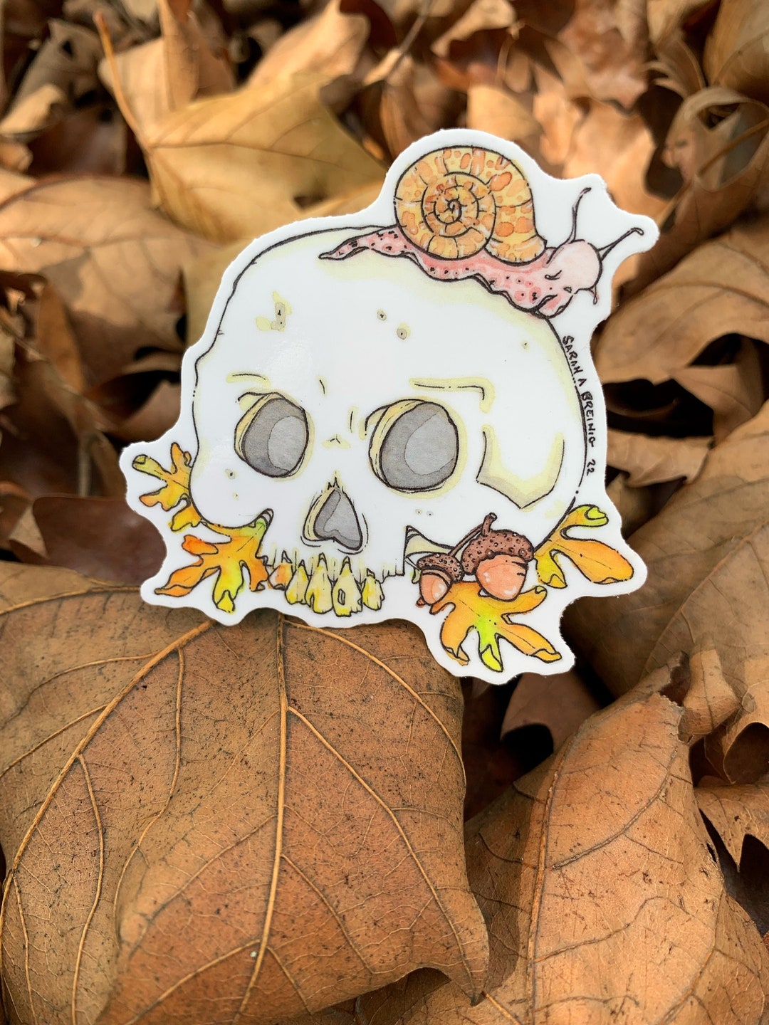 Fall Skull Vinyl Sticker - Etsy