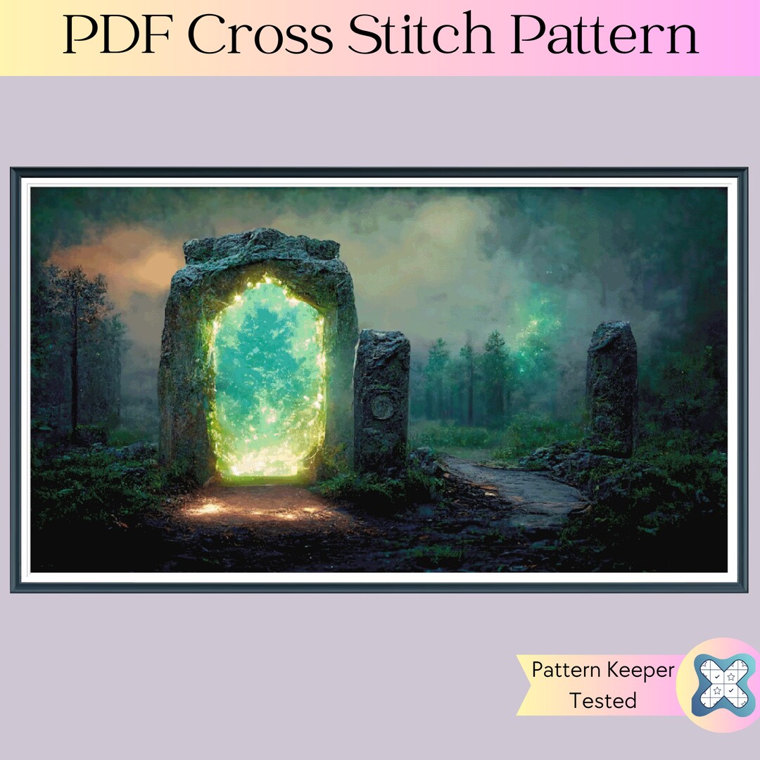 EXTRA LARGE Ancient Gateway: Portal to Another Realm PDF Counted Cross ...