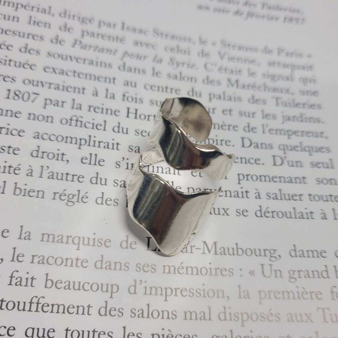 Silver 925 Large Ring Wide Band Ring Adjustable Silver Brutalist Ring ...