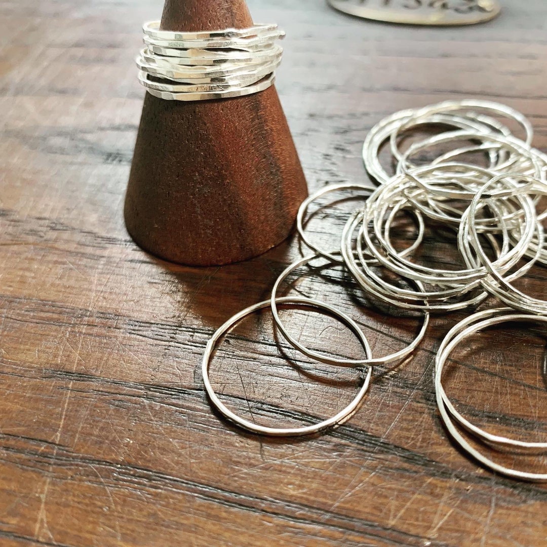 Silver 925 Hammered Ring Silver Thin Ring Skinny Hammered Ring Hand Crafted Ring Unisex Ring ...