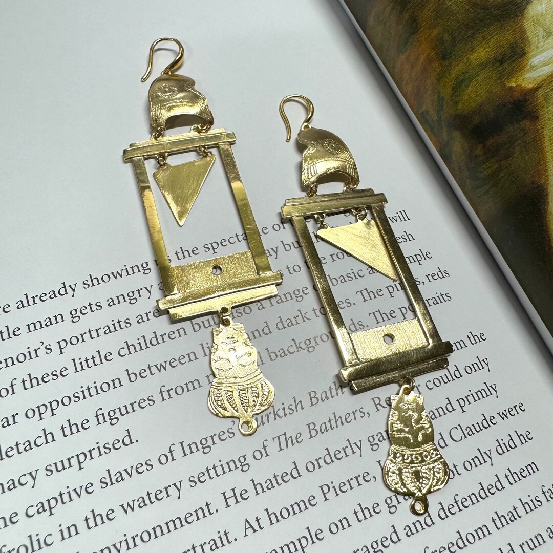 Guillotine Earrings Gold French Revolution: Unique Historical Jewelry ...