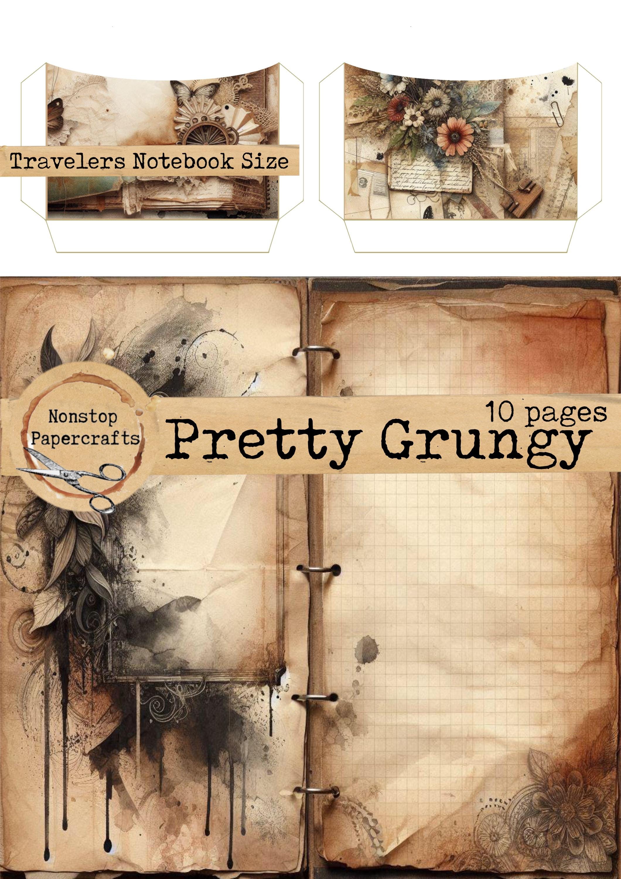 Pretty Grungy, Junk Journal Kit, Printable Download, Scrapbook Pages ...