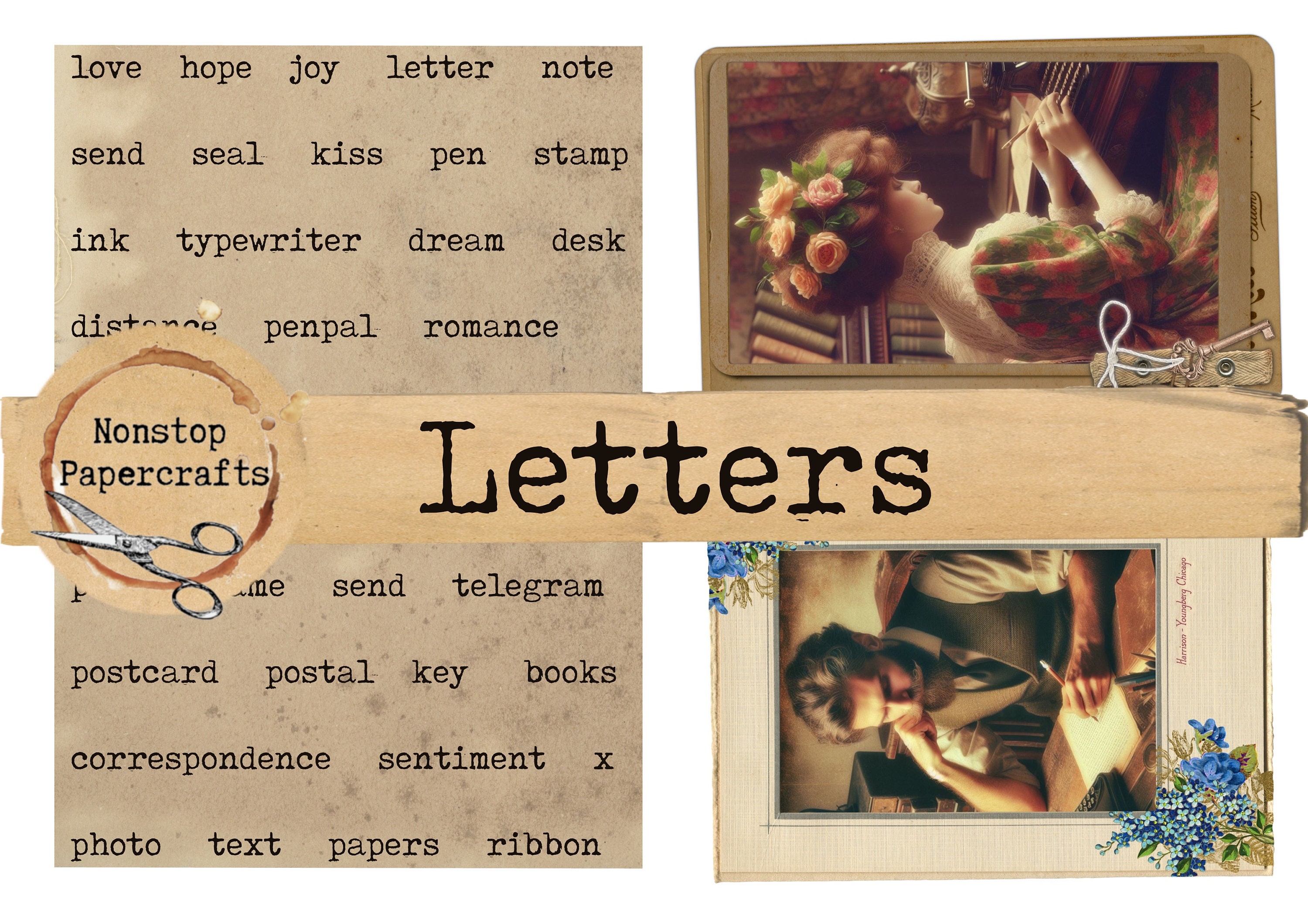 Letters Journaling Kit, Junk Journal Kit, Printable Download, Romantic ...