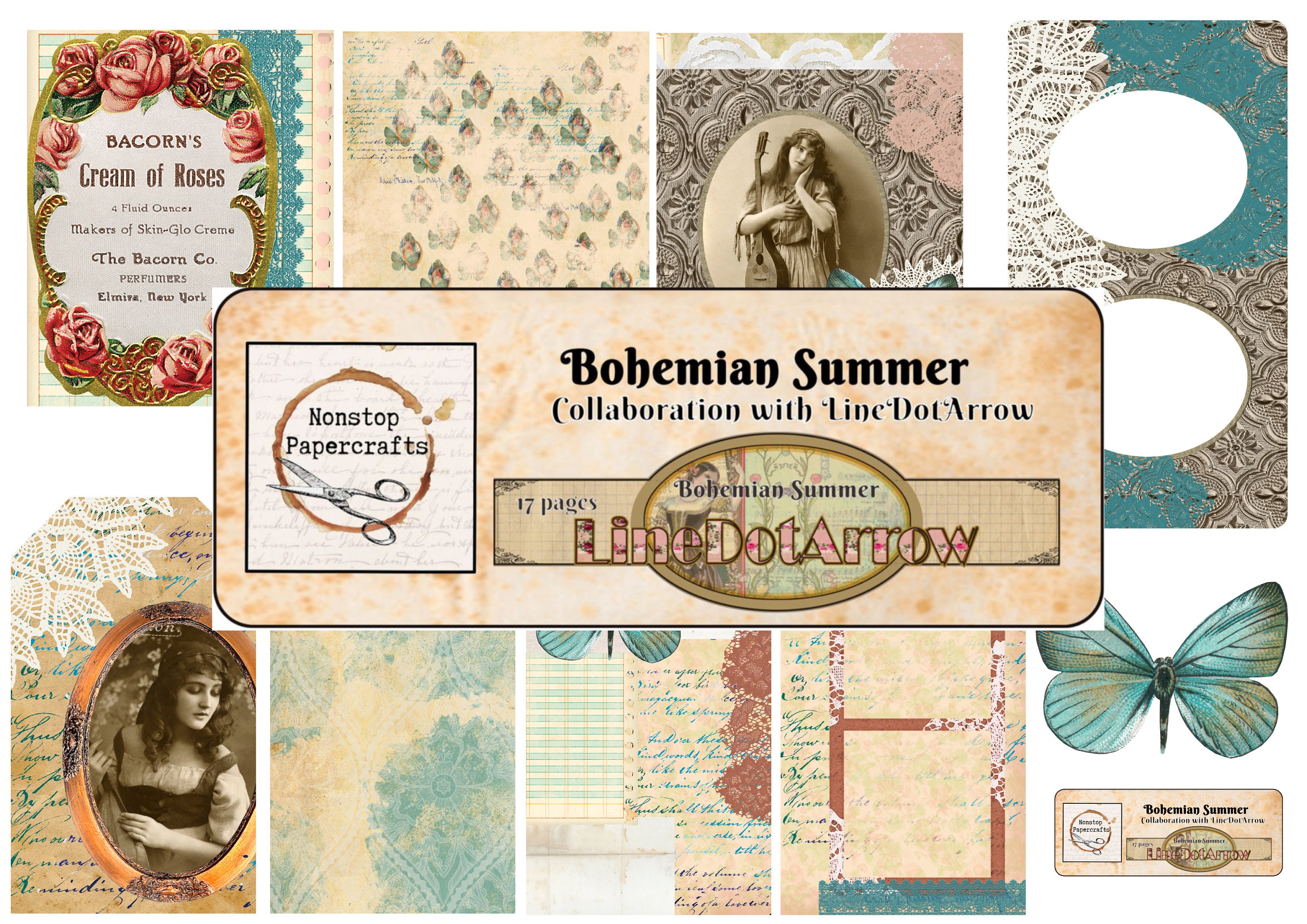 Bohemian Summer Collaboration Kit, Junk Journal Kit, Boho, Printable Download - Etsy