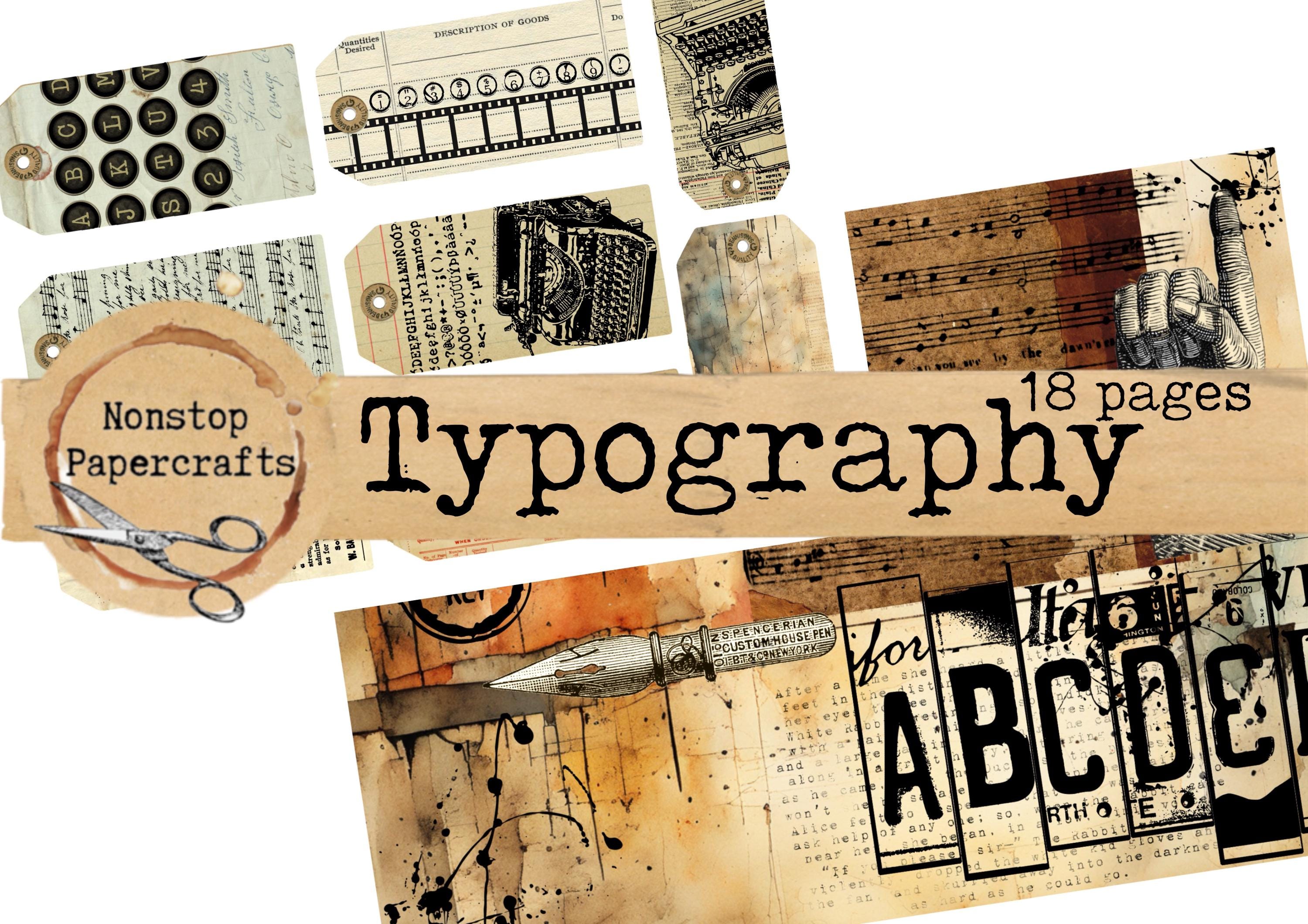 Typography Junk Journal Kit: Printable Junk Journal Pages (digital ...