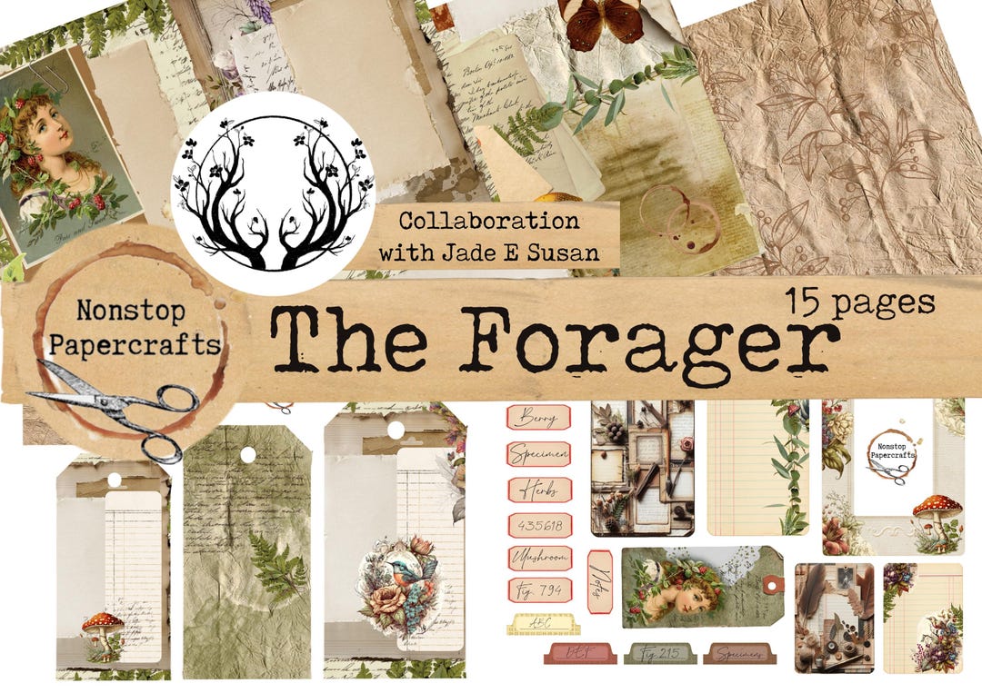The Forager, Junk Journal Kit, Printable Download, Scrapbook Pages ...