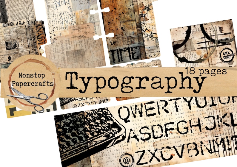 Typography Junk Journal Kit: Printable Junk Journal Pages (digital ...
