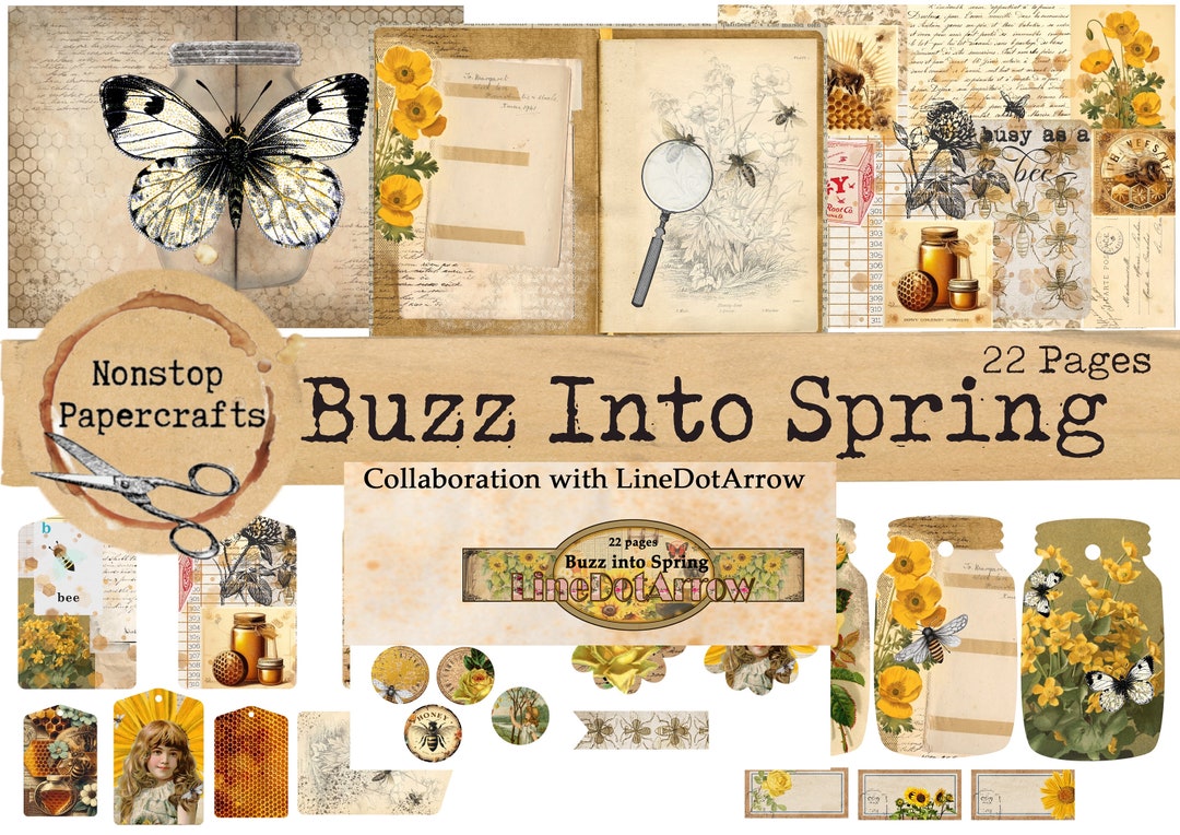 Buzz Into Spring Junk Journal Kit: Printable Ephemera (digital Download ...