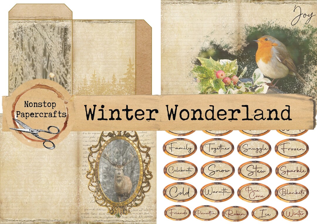 Winter Wonderland Digital Kit, Junk Journal Kit, Printable - Etsy