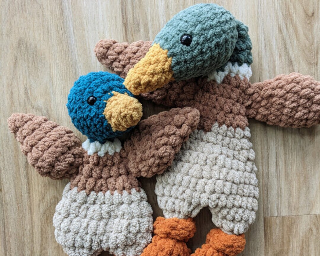 Duke Duck Mallard Lovey / Crochet Snuggler / Handmade Duckling ...