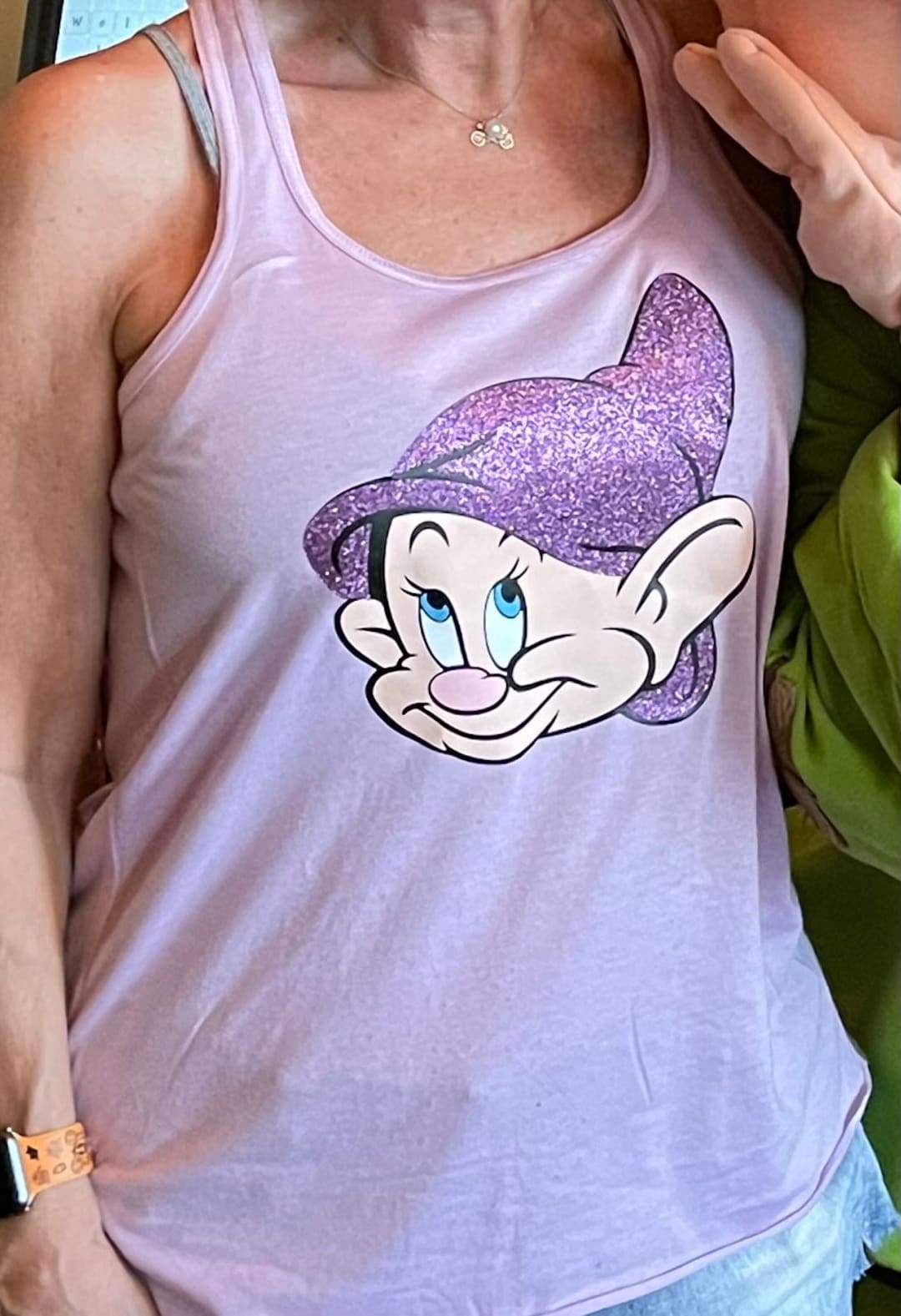 Dopey Face With Glitter Hat Tank/dopey Dwarf Tank Top/seven Dwarf Tank ...