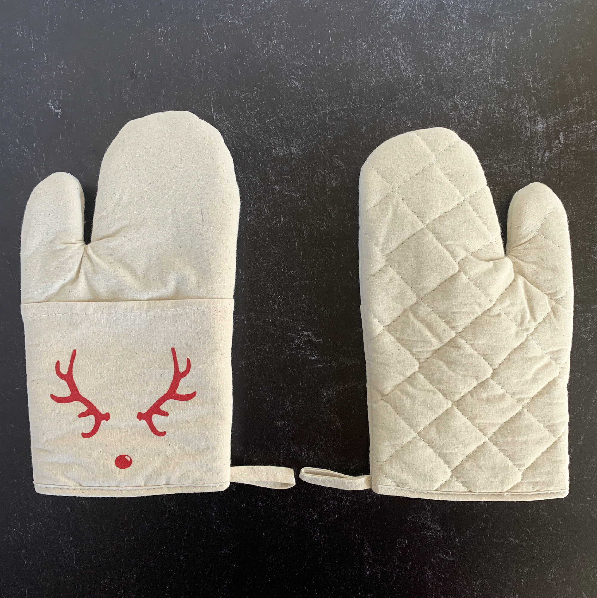 Natural Christmas Oven Mitt With Pocketreindeer - Etsy