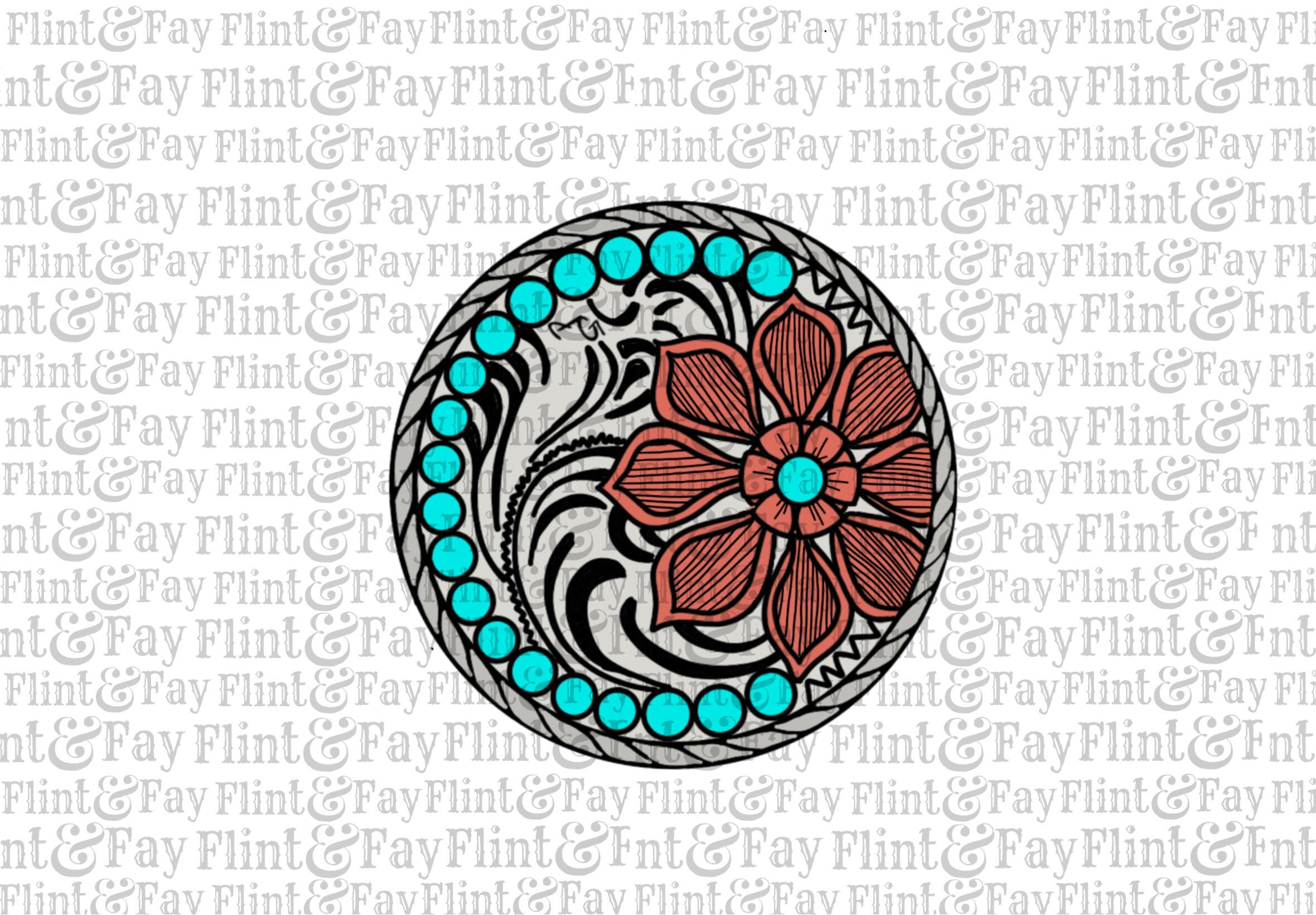 Floral & Turquoise Concho Png - Etsy